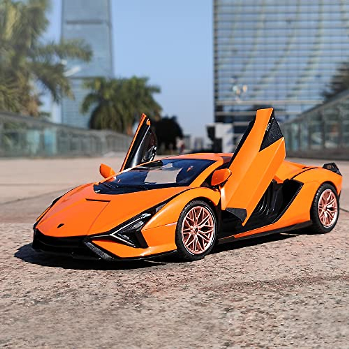 ZMZ Lamborghini Remote Control Car,1:14 Scale Lamborghini SIAN Toy Car Officially Licensed Fast Rc Cars with Open Door Led Light 2.4Ghz Model Car for Adults Boys Girls Birthday Ideas Gift(Orange)