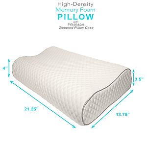 Memory Foam Cervical Neck Pillow - Back, Stomach, and Side Sleeper Pillow for Neck and Shoulder Pain Relief and Snoring Reduction - Orthopedic Neck Support Pillow with Breathable Cover