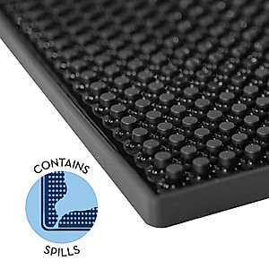 S&T INC. Rubber Bar Mats, Coffee Maker Mats, or Countertop Spill Mats, 11.9 Inch x 17.8 Inch, Black, 2PK