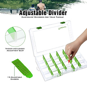 Piscifun Fishing Tackle Boxes, Tackle Trays with Waterproof Labels and Removable Dividers, 3600 BPA-Free Plastic Clear Fishing Storage Organizer Boxes for Lures, 2 Packs