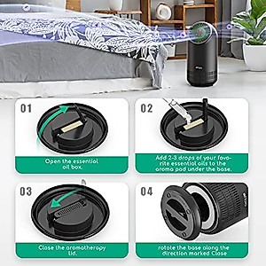 Air Purifiers for Home Up to 880 Ft² With Fragrance Sponge, 24dB HEPA Filter Air Fresheners,3-Stage Filtration Remove 99.99% Smoke, Allergies, Pet Dander, Odor, Dust cleaner For bedroom and office