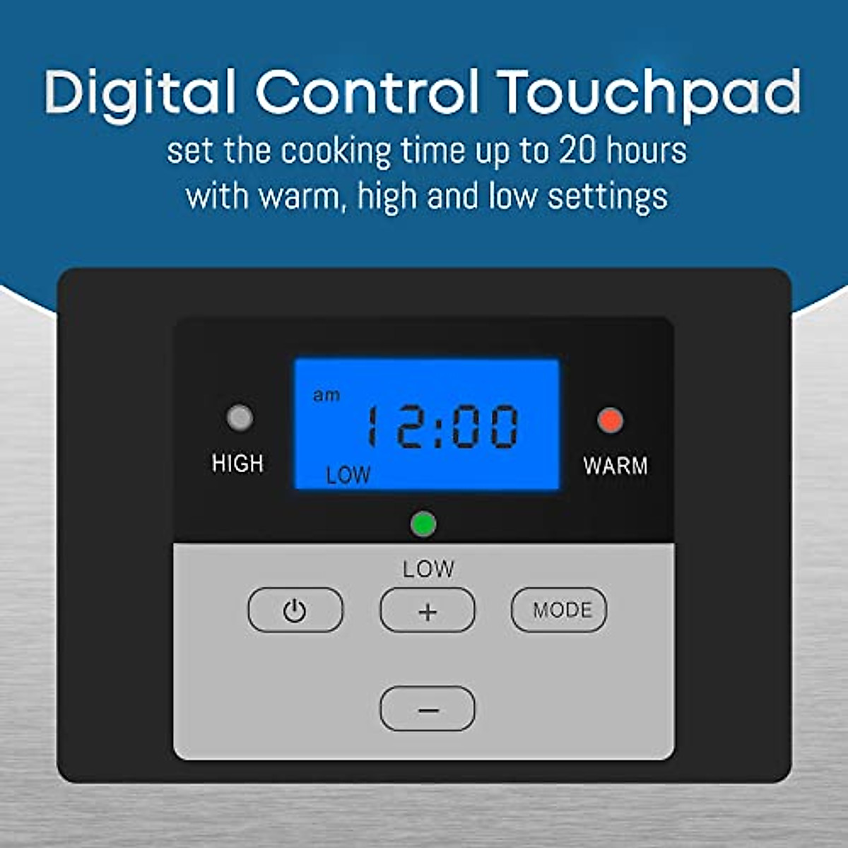 Elite Gourmet MST-900D# Digital Programmable Slow Cooker, Oval Adjustable Temp, Entrees, Sauces, Stews & Dips, Dishwasher Safe Glass Lid & Crock (8.5 Quart, Stainless Steel)