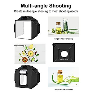 PULUZ 40cm/16 inch Portable Photo Studio Shooting Tent Folding Softbox Lighting Kit Adjustable 24W 5500K 480pcs LED Bulbs Soft Box for Product Photography with 4 Colors PVC Backdrops