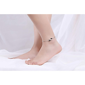 PUPILLEMON Infinity Ankle Bracelet for Women, 925 Sterling Silver Charm Adjustable Anklet, Large Bracelet Fine Jewelry