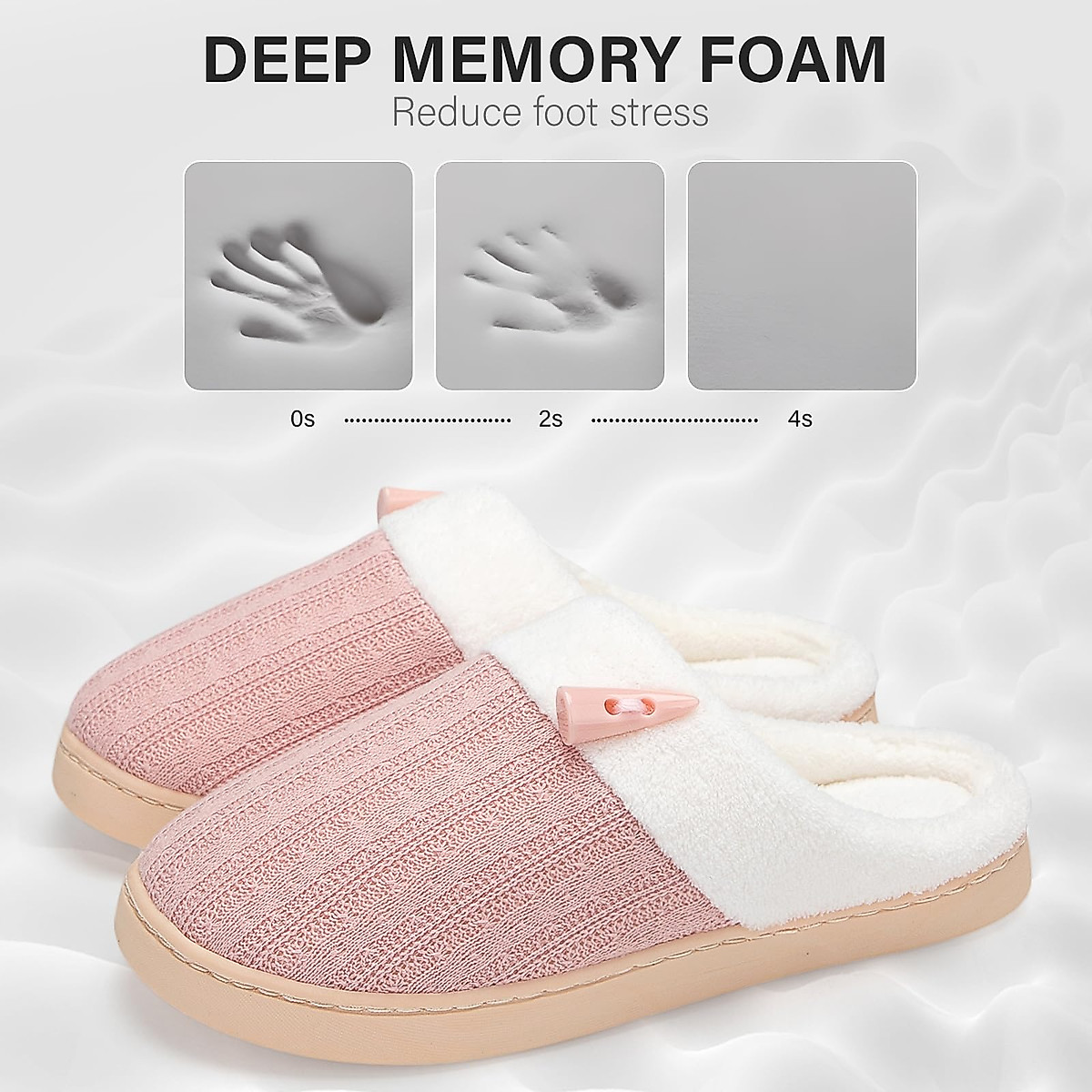 NineCiFun Women's Slippers Scuff Comfy Lightweight House Shoes Slip on Memory Foam Bedroom Slippers Indoor Outdoor Home Shoes with Soft Terry Lining（Pink，7-8）