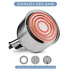 Koocovel Tea Kettle for Stove Top,304 Stainless Steel Tea Kettles,4L/4.2QT Tea Kettles for Kitchen,Camping,Traveling,Portable,Fast to Boil