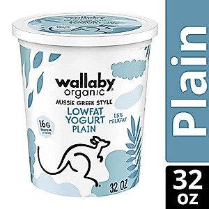 Wallaby Organic Aussie Greek Low Fat Yogurt, Plain, 32 oz. USDA Organic
