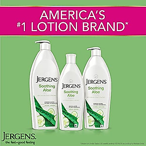 Jergens Soothing Aloe Body Lotion, Aloe Vera Body and Hand Moisturizer, Illuminating Hydralucence Blend, with Cucumber Extract, Dermatologist Tested, 21 Oz