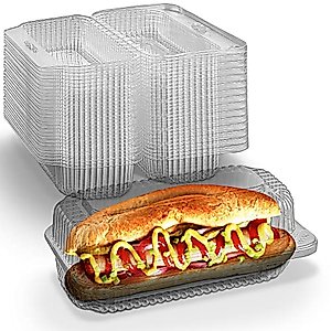 MT Products Clear Plastic Bakery or Hot Dog Small Container with Hinged Lid Size 6 1/2 in x 2 3/4 in x 2 9/16 in Keep your Food Fresh and Tasty (30 Pieces) - Made in The USA