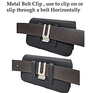 AIScell Red Black Oversize Leather Pouch Holster Belt Loop Case Universal Faux Leather Horizontal Cellphone Belt Clip Hip Holster for Smartphones 7.00X3.60X0.60 Inches Fits Phone with Thick Cover