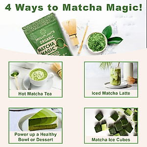 MEGAPLANTS Matcha Magic (50 Servings) | Superfood 5 Mushroom Powder Blend for Focus, Clarity & Energy | USDA Organic | Japanese Ceremonial Grade Matcha | Shade Grown