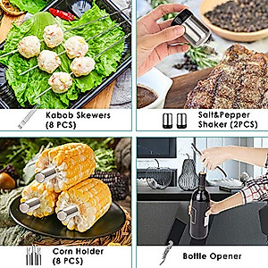 BBQ Grill Tools Set, 32PCS Extra Thick Stainless Steel Grill Accessories with Long Handles, Carry Case, Grill Utensils Gift for Men Women Camping Backyard Barbecue