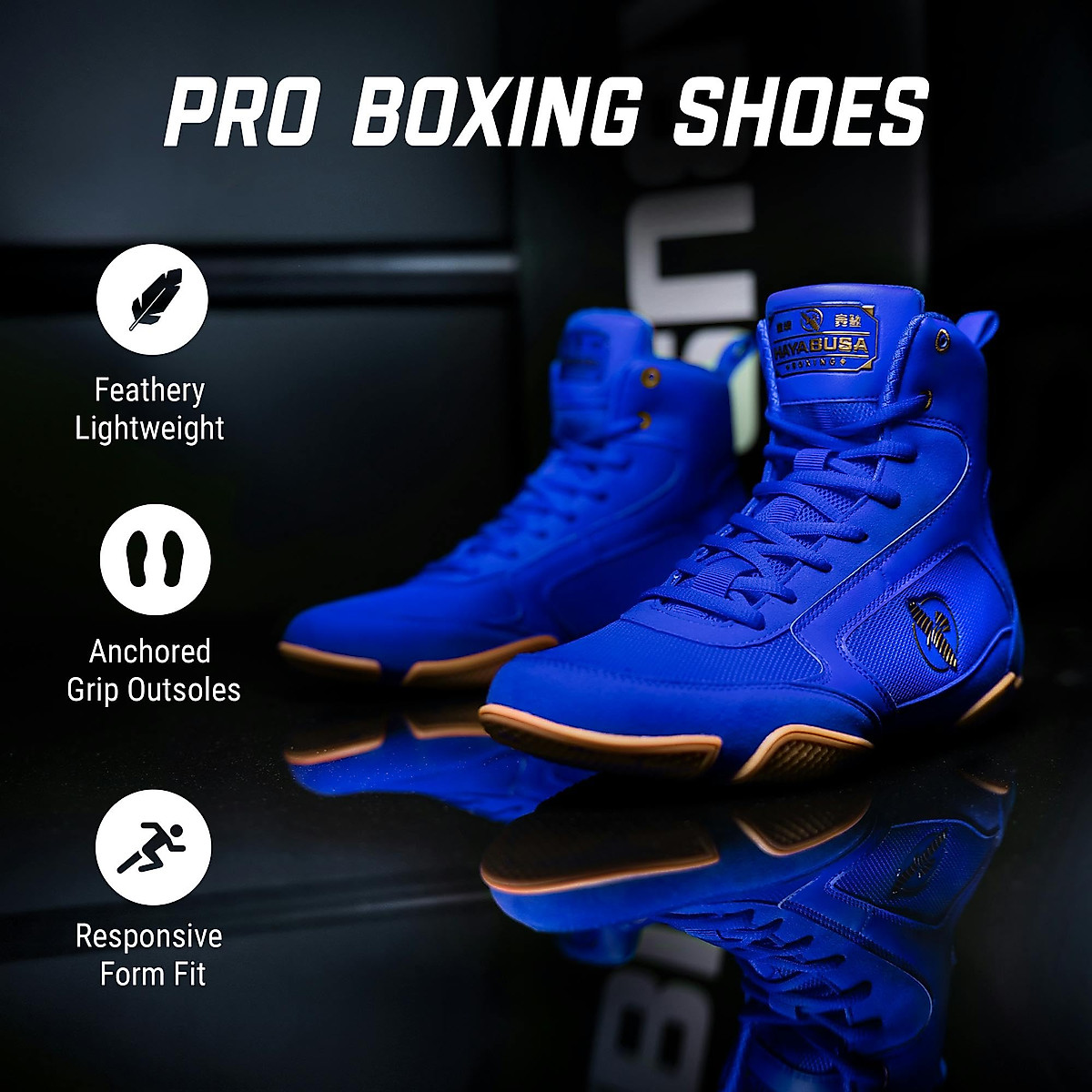 Hayabusa Pro Boxing Shoes for Men & Women - Blue, 10