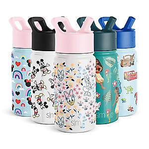 Simple Modern Disney Daisy Duck Kids Water Bottle with Straw Lid | Reusable Insulated Stainless Steel Cup for School | Summit Collection | 14oz, Daisy Duck Garden