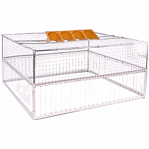 Big Foldable Galvanised Pigeon Dove Bird Trap Cage Feral Pigeon Humane Way with The one-Way Entrance Trapping Pigeons Doves in Cages (40x40x26 4Entrance)