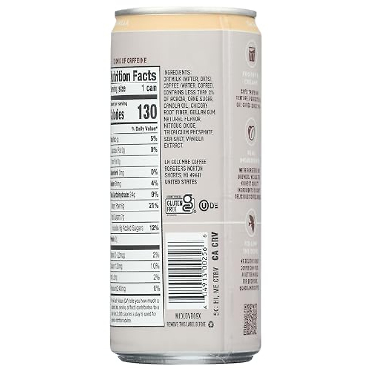 La Colombe Oatmilk Draft Latte, Plant-Based, Dairy-Free, Grab And Go Coffee, Vanilla, 9 Fl.Oz