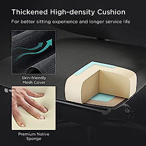 Hbada Ergonomic Office Chair High Back Desk Chair Recliner Chair with Lumbar Support Height Adjustable Seat, Headrest- Breathable Mesh Back Soft Foam Seat Cushion with Footrest, Black