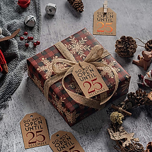 RUSPEPA Christmas Wrapping Paper, Kraft Paper - Red and Green Plaids Style Designs - 4 Rolls - 30 inches x 10 feet per Roll