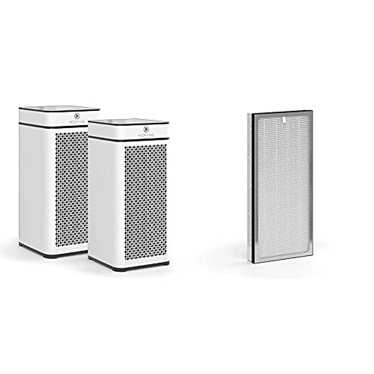 Medify Air MA-40 Air Purifier with one additional H13 True HEPA replacement Filter | 840 sq ft Coverage | for Smoke, Smokers, Dust, Odors, Pet | Quiet 99.9% Removal to 0.1 Microns | White, 2-Pack