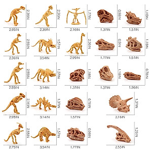 Dinosaur Head Skeleton Golden Dino Fossil Assorted Bones Playsets 23 PCS Action Figures Model Toys for Kids