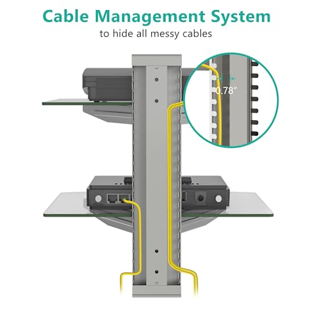 WALI Floating Entertainment Center Shelves, Holds Up to 17.6lbs, TV Shelf with Strengthened Tempered Glasses for DVD Players, Cable Boxes, Games Consoles, TV Accessories (CS202S), 2 Shelf, Silver