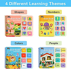 iPlay, iLearn 4pcs Kids Busy Learning Books, Preschool Learning Activity Busybooks, Autism Sensory Educational Toys, Toddler Quiet Montessorri Toy, Birthday Gifts for Age 3 4 5 6 Boy Girl Kindergarten