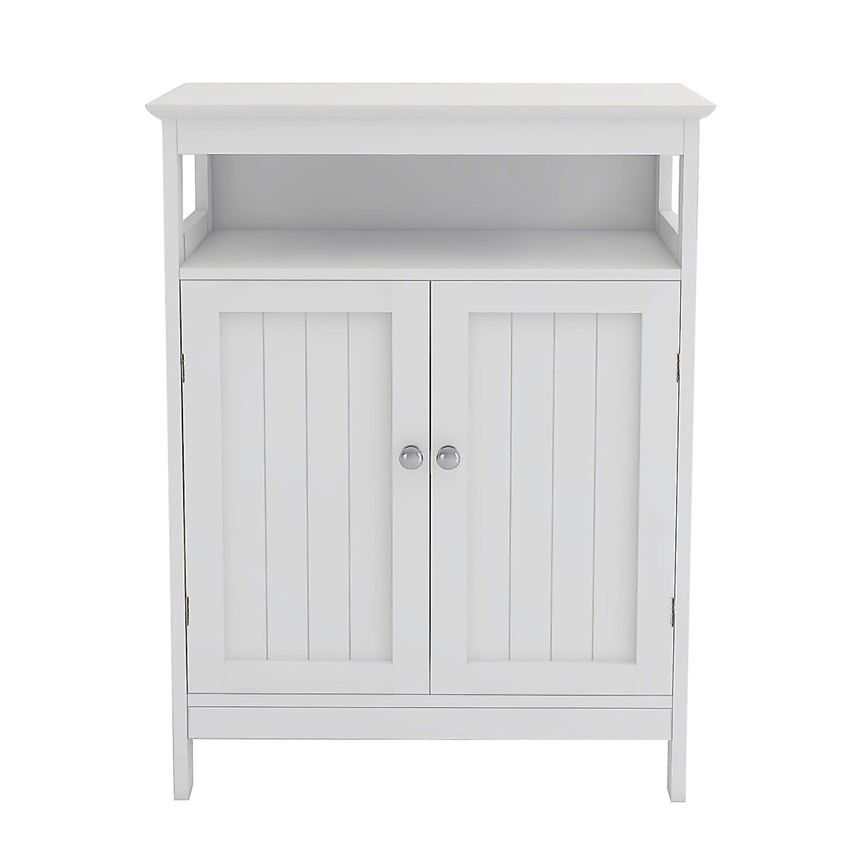 FRANSOUL Bathroom Floor Practical Storage Cabinet with a Double Shutter Door and Shelf for Kitchen, Entrance Area, Living Room, Include Ample Space,Easy to Assemble,White