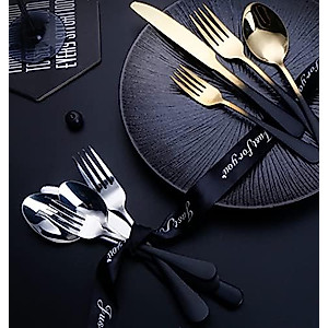 Black Gradual Change Gold Silverware Set Flatware Sets 70 Piece Stainless Steel Service for 14 Durable Home Kitchen Restaurant Wedding Cutlery Utensils Delicate Knifes Forks and Spoons Tableware Set…