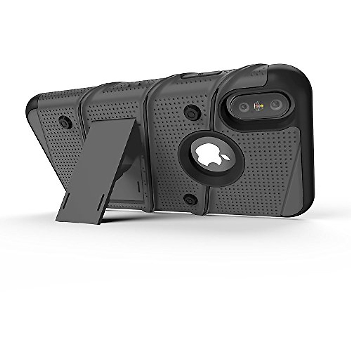 Zizo Bolt Series Compatible with iPhone Xs Max case Military Grade Drop Tested with Tempered Glass Screen Protector Holster Kickstand Gun Metal Gray