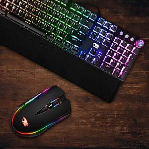 iBUYPOWER MEK 3 LT Mechanical Gaming Keyboard with Clicky Blue Switches, Aluminum Top Surface, Full Sized Keyboard, 104 Keys Low-Profile, Double Injection Keycaps, Braided USB