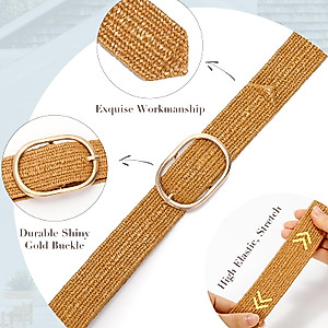 XZQTIVE Straw Woven Belt for Women Stretch Elastic Braided Waist Belt Fashion Boho Dress Belt Raffia Belt,brown