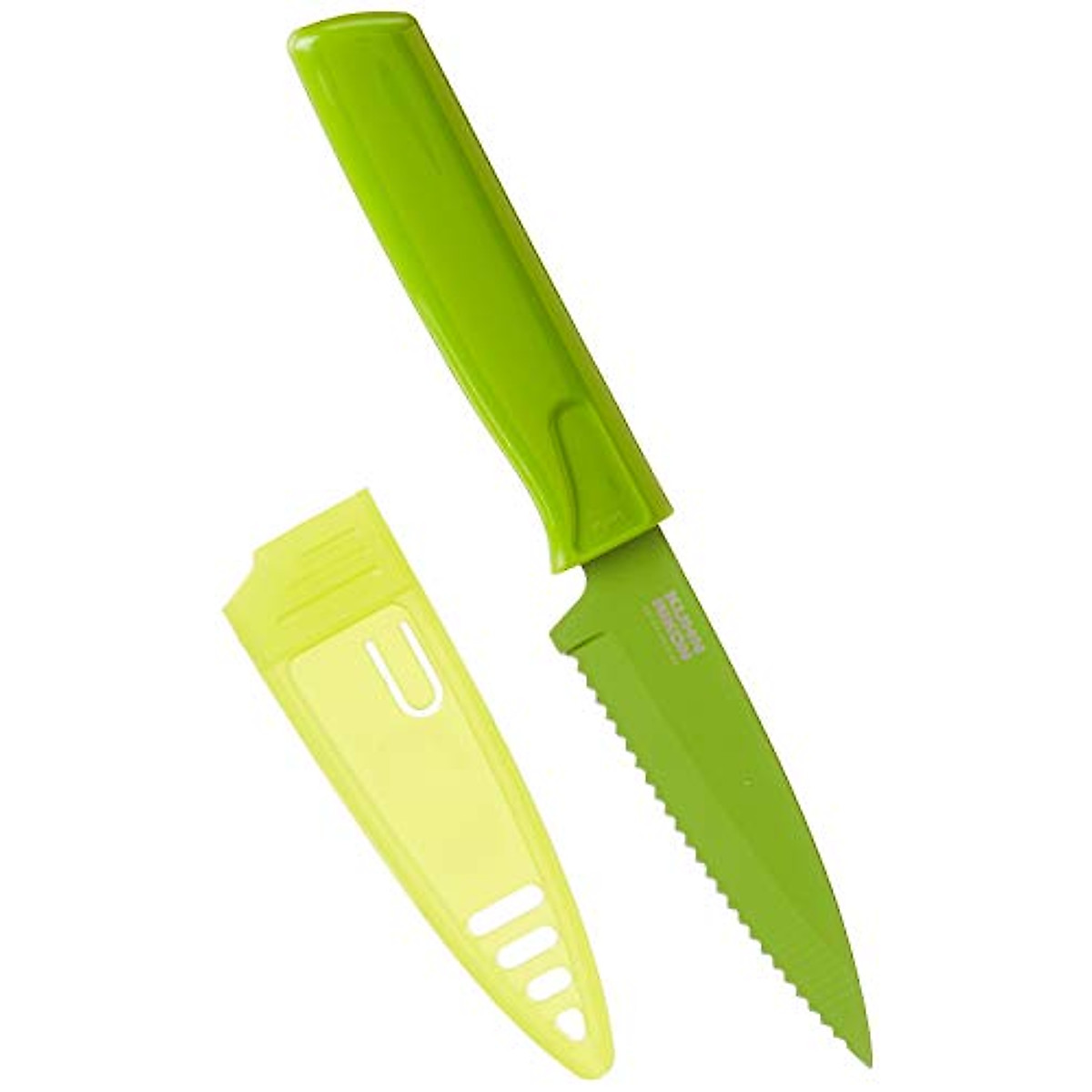 Kuhn Rikon 4-Inch Nonstick Colori Serrated Paring Knife, Green