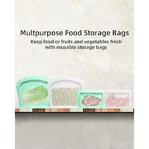 DGitaor Reusable Silicone Storage Bags, 4Pack Silicone Snack Sandwich Half Gallon Bags, Endurables Silicone Ziplock Bags for Food Storage, Freezer, Microwave, Oven, Dishwasher Safe, Heavy Duty (Aqua)