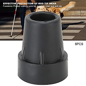 Replacement Cane Tips, 6pcs 19mm Hole Diameter Hiking Cane Crutch Feet Tips Heavy Duty Non Slip Plastic Tips Trekking Pole Tips Replacement Pole Tip Protectors Fits Most Standard Hiking Poles