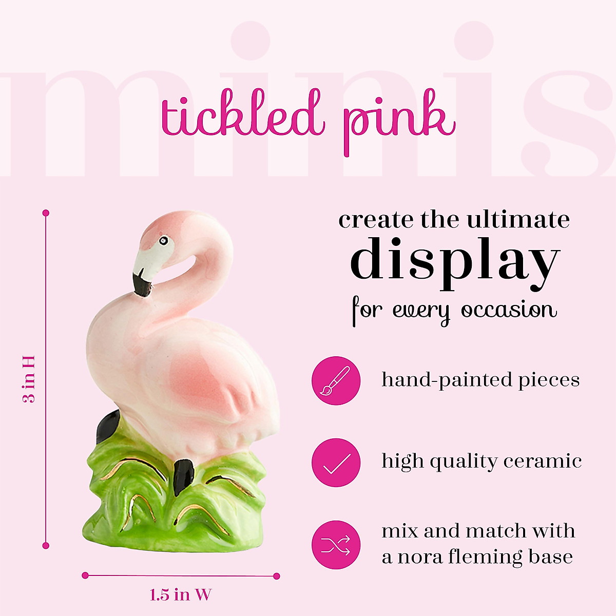 Nora Fleming Hand-Painted Mini: Tickled Pink (Flamingo) A205