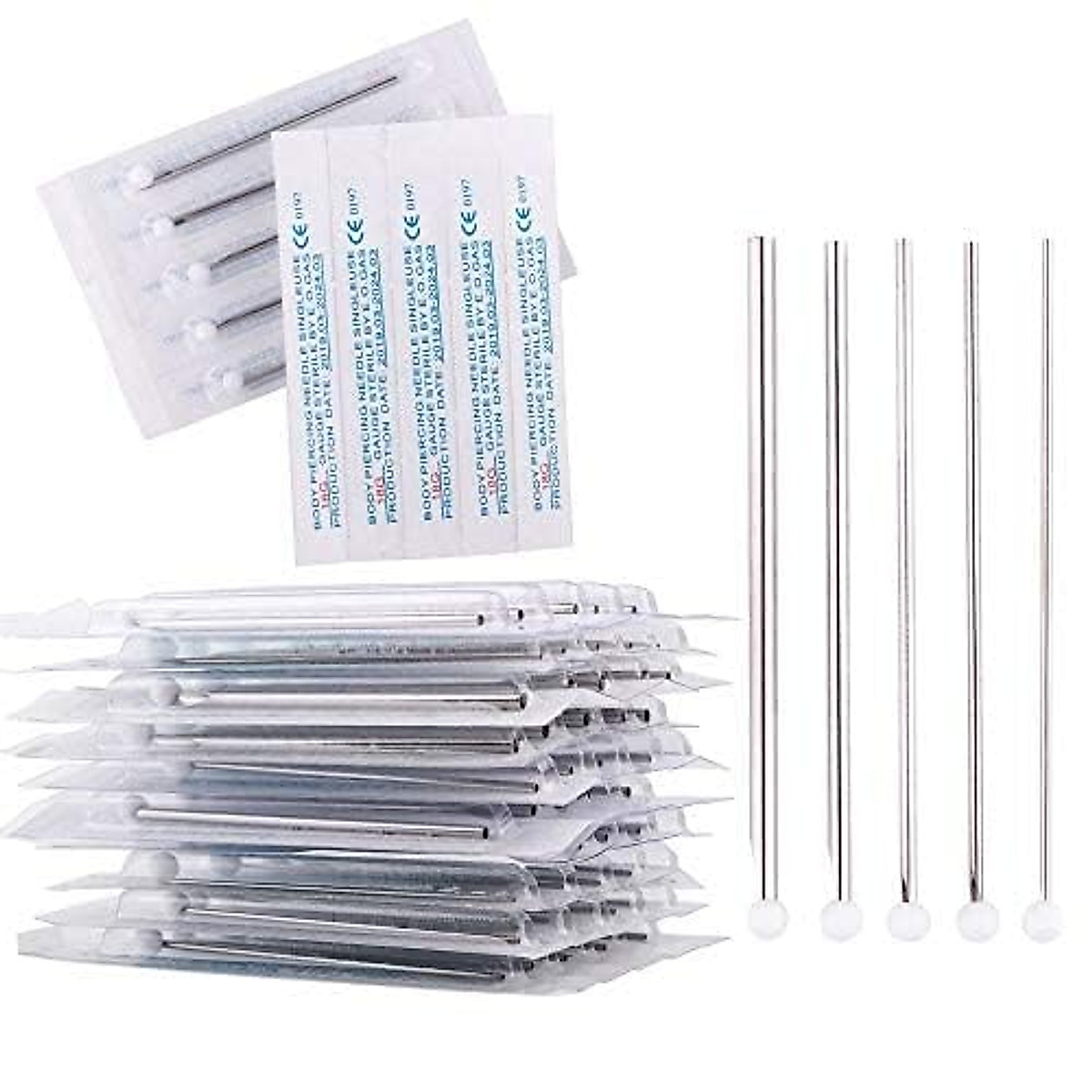 TC 100pcs Tattoo Piercing Needle with Body Ear Navel Nipple For piercing Supplies (10G)