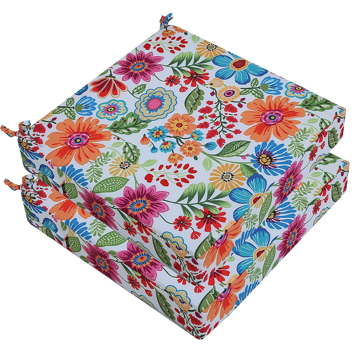 idee-home Outdoor Patio Chair Cushions Set of 2, Outdoor Chair Cushions for Patio Furniture, Replacement Seat Cushions 19x19 Waterproof