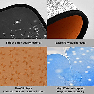 Black Bling Kitchen Rug Mats Shiny Glitter Floor Rugs Washable Non-Slip Carpet Area Comfortable Standing Mat for Bedroom Living Room Door Mat Decor