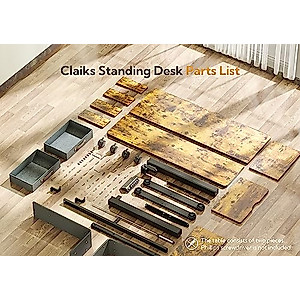 Claiks Standing Desk with Drawers, Stand Up Electric Standing Desk Adjustable Height, Sit Stand Desk with Storage Shelf and Splice Board, 48 Inch, Rustic Brown