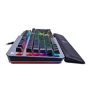 Thermaltake Argent K5 RGB Gaming Keyboard (Blue Switch), Aluminum and Streamlined Titanium Design, 16.8 Million RGB Color, Anti-ghosting, Magnetic Synthetic Leather Wrist Rest, GKB-KB5-BLSRUS-01