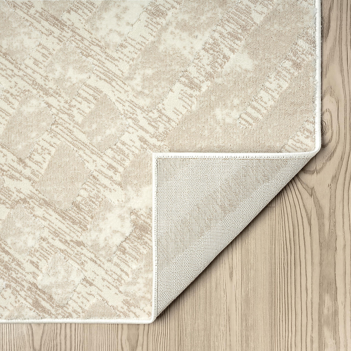 Abani Terra Cream Area Rug for Living Room, Bedroom - Rustic Modern Pattern - 2' x 3' - Durable & Easy to Clean