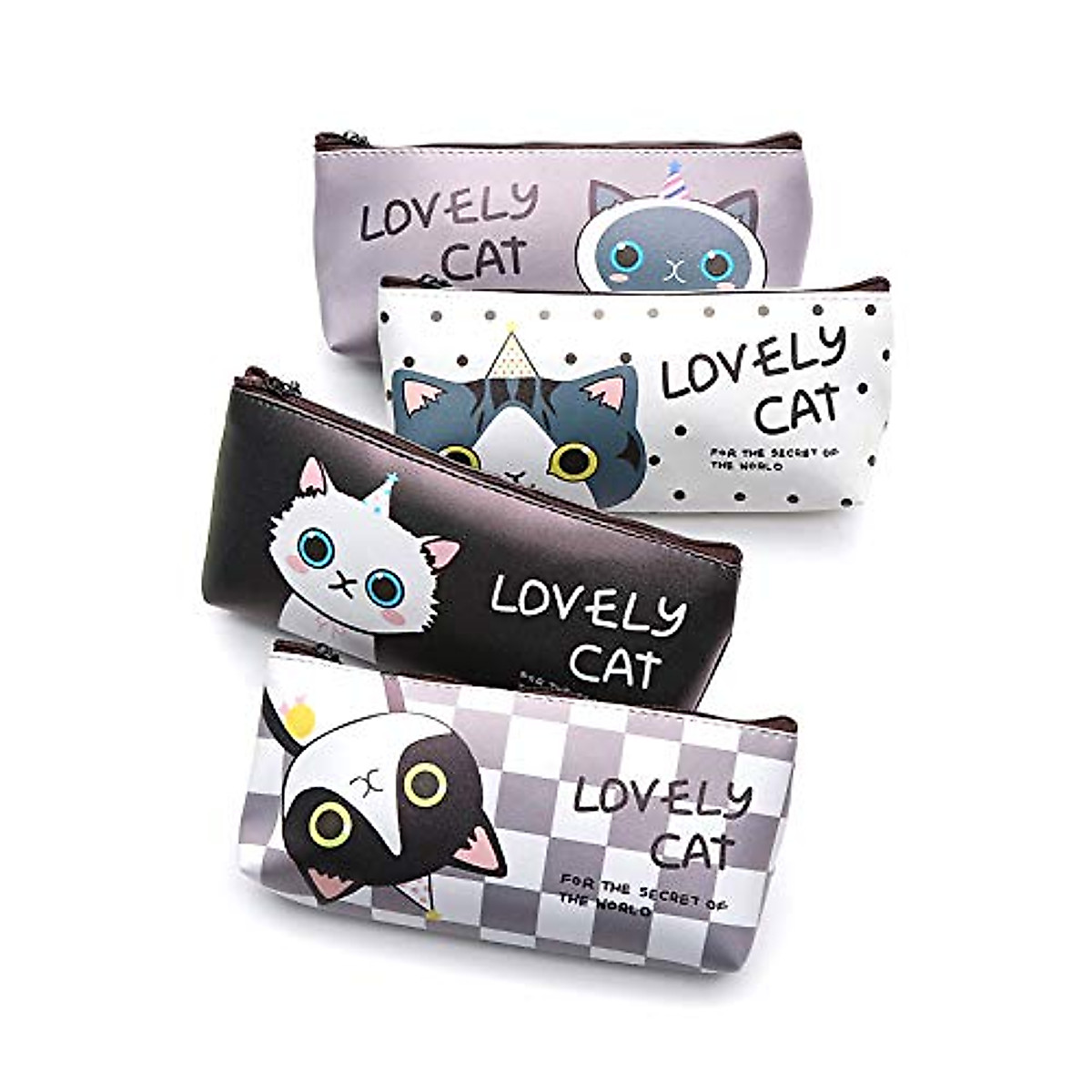 Set of 4 - ZICOME Adoarable Cat Style Memories Pastorable Pencil Case Coin Makeup Bag Purse Case