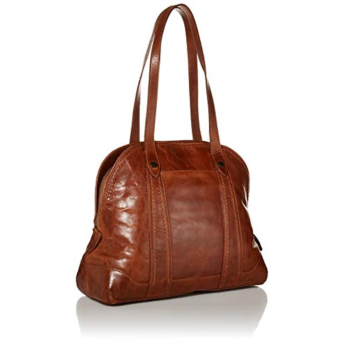 Frye womens Melissa Leather Domed Zip Satchel Bag, Cognac, One Size US