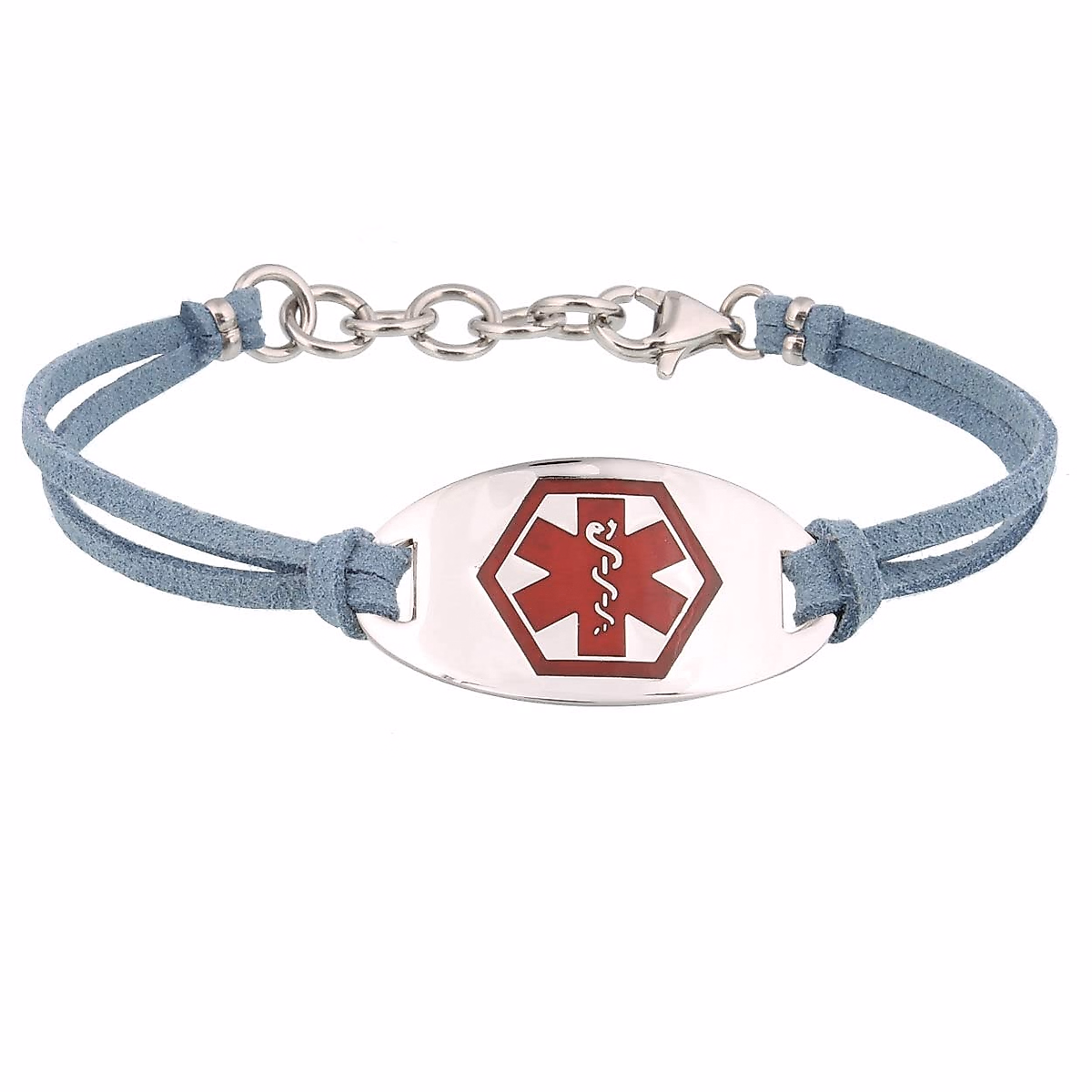 Sterling Silver Mingle on Slate Suede Medical ID Bracelet… (Red, stainless-steel)