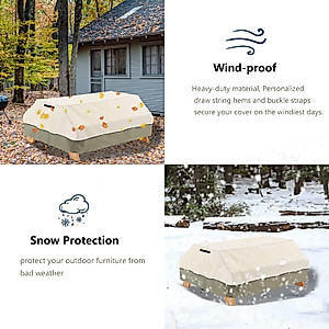 Bitubi 70 / 72 Inch Heavy Duty Waterproof Picnic Table Cover - 600D Tough Canvas Wind Dust Proof Anti-UV Outdoor Patio Table Bench Covers Winter