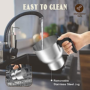 Milk Frother Electric, JoooDeee Automatic Milk Frother 600ml Removable 6 in 1 Dishwasher Safe Milk Container, Quiet, 500W, Stainless Steel