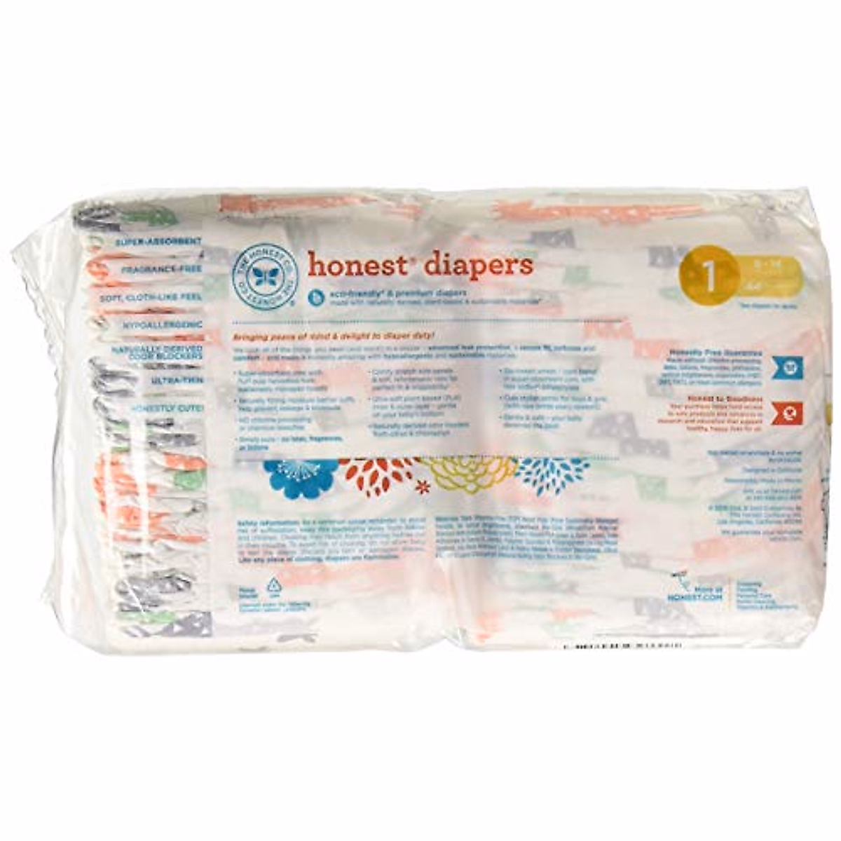 The Honest Company Disposable Diapers, Giraffe, Size 1, 44 Count