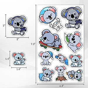 Pack 50 Pcs Cute Animal Koala Stickers for Water Bottles Waterproof Laptop Luggage Cups Computer Scrapbooking Teens Adults Girls Boys Aesthetic Sticker Packs Small Vinyl Decals