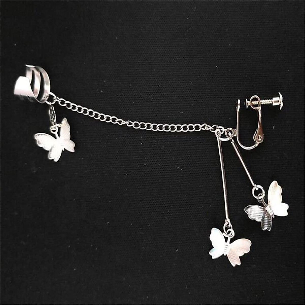 2-6Pcs Butterfly Cuff Chain Earrings Star Moon Leaf Silver Gold Tassel Crawler Earring Wrap Earrings Crystal Drop Earring Set Jewelry Gift