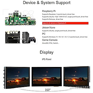 waveshare 4.3inch Capacitive Touch Screen LCD Compatible with Raspberry Pi 5/4B/3B+/3A+/2B/B+/A+/Zero/Zero W/WH/Zero 2W CM3+/4 800×480 Resolution HDMI IPS Supports Jetson Nano/Windows
